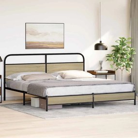 Kovový rám postele bez matrace dub sonoma 193 x 203 cm 3318686