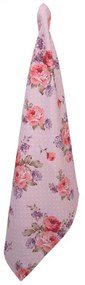 Růžová bavlněná utěrka s růžemi Dotty Rose – 50x70 cm