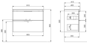 Aqualine Deneb koupelnová slkříňka pod umyvadlo 80,5 x 55 x 39,4 cm bílá mat DN284