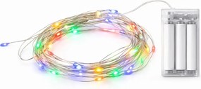 LED světýlka na baterie, kapičky, 2,30 m, barevné, 20 diod, drátek, IP20 interiér, 3 × AA