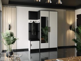 Šatní skříň Roj13 - 158x205x39cm bílý + černý