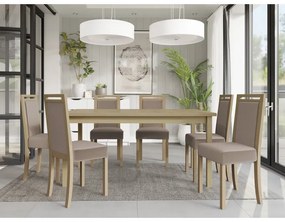Rozkládací jídelní stůl se 6 židlemi AL03, Barva dřeva: sonoma-L, Potah: 25x - Paros 2