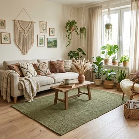 Hanse Home, Kusový koberec Bouclé Jute 105977 Jungle Green, 80x150, zelená, chodba / předsíň