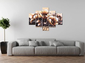 Gario Ručně malovaný obraz Důstojné máky - 5 dílný Rozměry: 100 x 70 cm