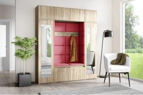 Eka Předsíňová stěna s čalouněnými panely Trinity 32 - Sonoma / Červená 2309
