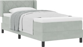 Postel s boxspringem s čelo Světle šedá 190 x 90 cm samet 3341498