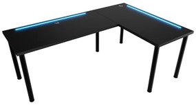 Expedo Počítačový rohový stůl LOOK N s LED, 160/110x73-76x50, černá, pravý