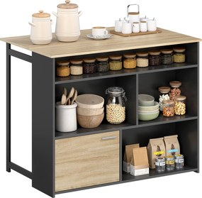 HOMCOM rozkládací barový stůl s výklopnou deskou — vysoký kuchyňský stůl s 1 skříňkou a 4 otevřenými přihrádkami, moderní dvoubarevný design pro malé