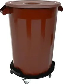 Denox INDUSTRIAL hnědá / Odpadkový koš / 100 l / s víkem / PP plast