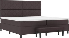 Postel s boxspringem s čelo Tmavě hnědá 200 x 200 cm textil 3344173