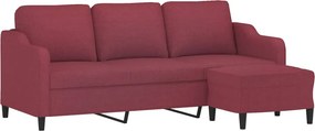 3místná pohovka s podnožkou vínová 180 cm textil 3201141