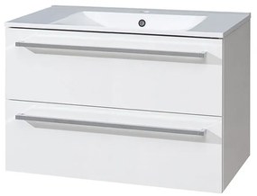 Mereo Mereo, Bino, koupelnová skříňka s keramickým umyvadlem 81 cm, bílá, dub, CN661