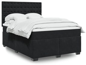 Box spring postel s matrací černá 160x200 cm samet 3293268