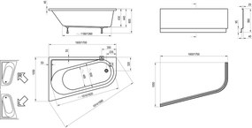 Ravak CHROME 170 x 105 cm CA41000000 vana snowwhite pravá