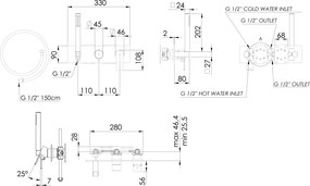 Sapho Sapho, PAX podom. sprch. baterie, ruční sprcha, 3 výstupy, XA53