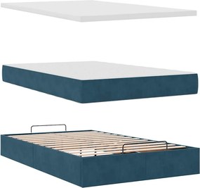 Osmanský rám postele s matrací tmavě modrá 120x200cm samet 3312690