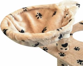 Škrabadlo pro kočky sisalové sloupky 125cm béžová potisk tlapek 170488