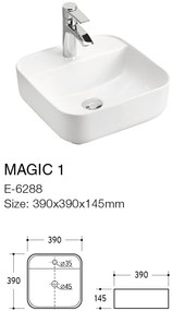 Comad Keramické umyvadlo na desku UM-6288 MAGIC 40 DP, bílá