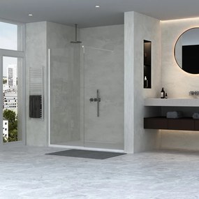 Erga Paris, sprchová zástěna Walk-In 110x200 cm, 8mm čiré sklo, bílý matný profil, ERG-V02-PARIS-110x200-CL-WH
