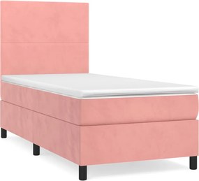 Box spring postel s matrací růžová 90x200 cm samet 3142886