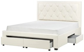 Sametová postel s úložným prostorem 160 x 200 cm krémová LIEVIN Beliani