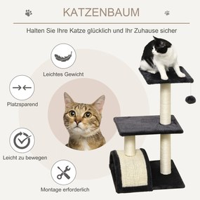 PawHut škrabadlo, kočičí strom pro malé kočky, s míčky na hraní, škrabadlo, hrazdičky, stabilní, tmavě šedá | Aosom