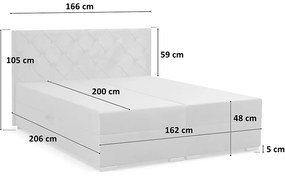 Postel dvoulůžko BOXSPRING MALAGA + topper v ceně | 160x200 | VÝBĚR TKANIN