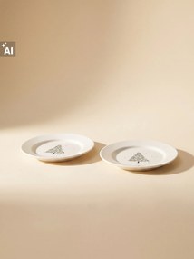 Sinsay - Skleněné snídaňové talíře s potiskem vánočního stromku 2 pack - zlatá
