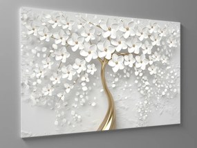 Liox Obraz bílého stromu s květinami Rozměr: 150 x 100 cm