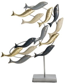 Kovová dekorace ryby na podstavci - 44*9*53 cm