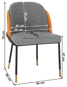 Jídelní židle, černobílá vzor / camel ekokůže, KIRNA