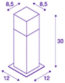 SLV 231215 Grafit, hranatý venkovní sloupek, 1x11W E27, antracit, výška 30cm, IP44