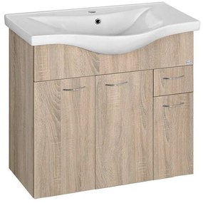 Aqualine Keramia Fresh - Umyvadlová skříňka 75x74x35 cm, dub platin 50083
