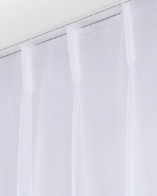 Záclona na jednotlivých hačcích flex barva bílá látka poloprůhledná, pletený vzor, vzorované