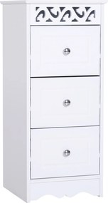 HOMCOM Bílý Úložný Skříňka se 3 Zásuvkami pro Kuchyň, Jídelnu, Obývací Pokoj, Ložnici a Koupelnu 29,8x29,8x68,5 cm