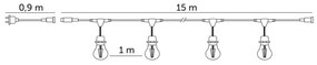 LED Venkovní dekorační řetěz BAJA ST64 15xE27/1W/230V 15,9m IP44 teplá bílá