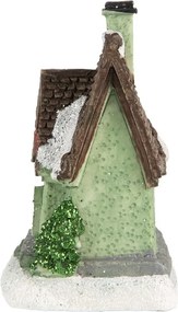 Dekorace malinký svítící zelený domek Manon LED - 5*5*7 cm