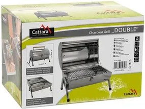 Cattara Gril na dřevěné uhlí DOUBLE 2x 38cm cestovní / Rošt: 2x 36 x 2
