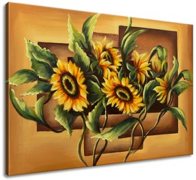 Gario Ručně malovaný obraz Kompozice Slunečnice Rozměry: 100 x 70 cm