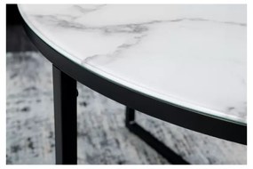 Massive home | Konferenční stolek ELEGANCE BLACK X 80 CM bílý mramorový vzhled