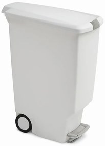 Úzký pedálový koš 40 l, bílý plast, bílá
