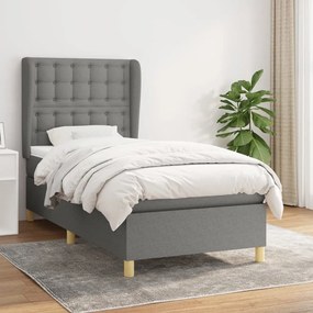 vidaXL Box spring postel s matrací 90x200 cm textil [3128819] Barva: Tmavě šedá