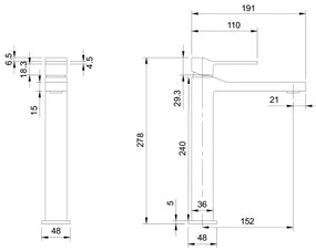 OMNIRES SL7712GR - Umyvadlová baterie SLIDE 27,8 cm kartáčovaný grafit