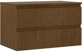 Mexen Rivel koupelnová skříňka pod umyvadlo 80 cm s deskou, 2 zásuvky, drážkovaná, ořech - 91A20-08047-2-BFFC86