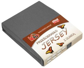 Jersey prostěradlo s gumičkou 160x220 antracit 072 tloušťka 150g/m2 KARO
