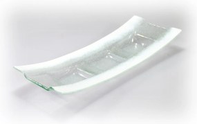 BDK-GLASS Skleněný svícen BOAT s bílým okrajem Rozměr: 12x32cm