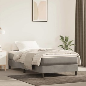 vidaXL Box spring postel s matrací 100x200 cm samet [3144316] Barva: světle šedá