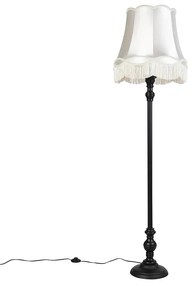 Stojací lampa černá s krémovým odstínem Granny - Classico