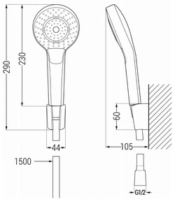 Mexen Royo R05 vanová baterie se sprchovou sadou, Bílá - 7223R05-20