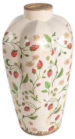Béžová keramická váza s jahůdkami Wild Strawberries M - Ø 21*35 cm